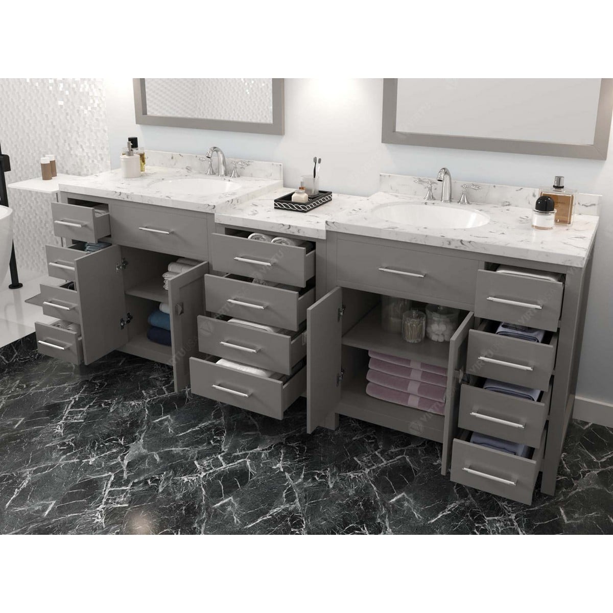 Virtu Usa MD-2193-CMRO-WH-NM Caroline Parkway 93 Inch Double Bath ...